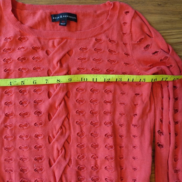 Rock & Republic | Sweaters | Bright Coral Tear Pattern Cropped Sweater ...